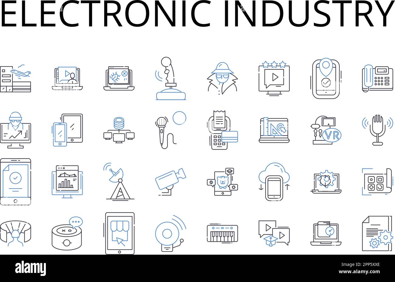 Electronic industry line icons collection. High-tech industry ...