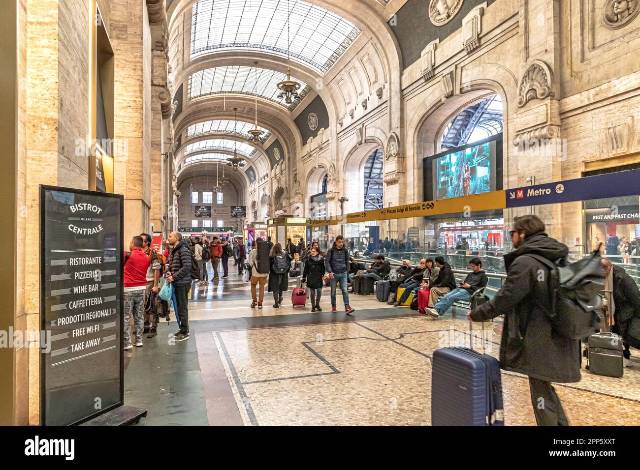 The grand interior of the main hall or galleria commerciale inside ...