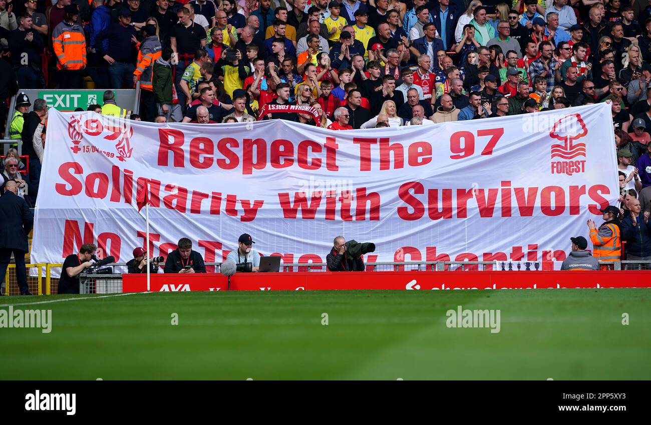 Nottingham Forest fans display a banner at 3.06pm, showing their ...