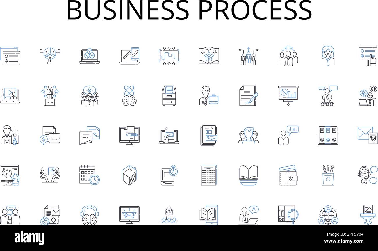 Business process line icons collection. Commerce, Barter, Exchange ...