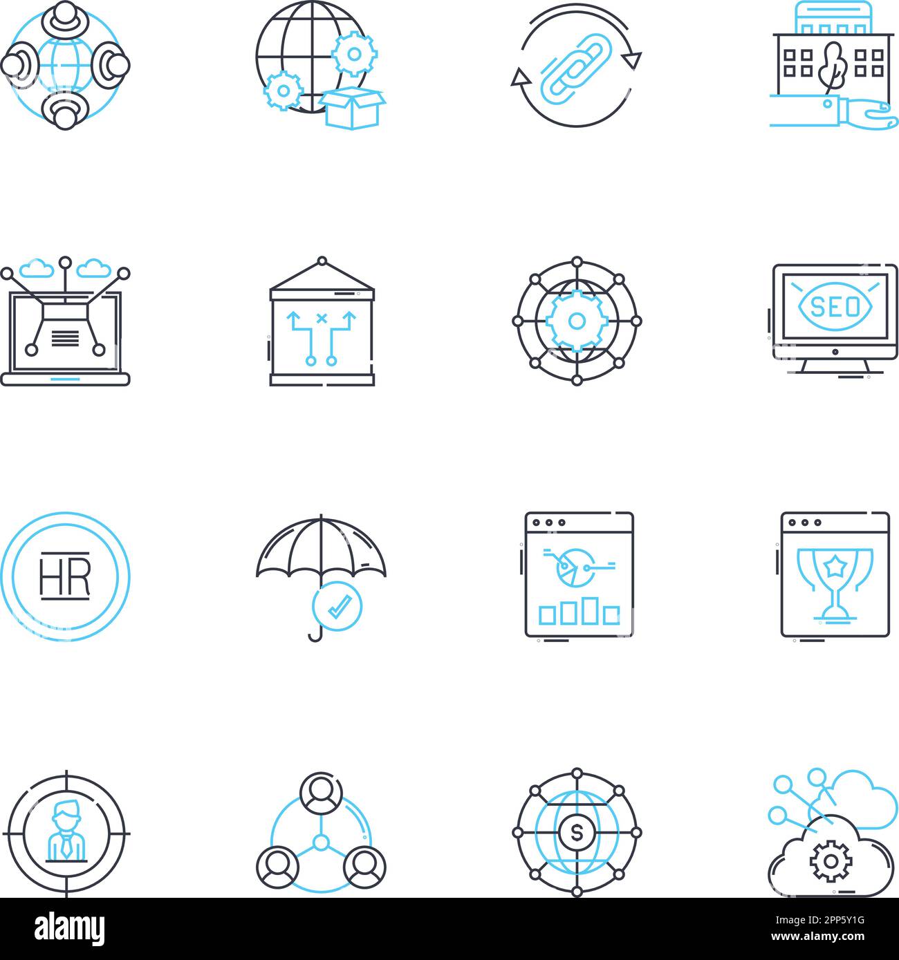 Brand strategy linear icons set. Positioning, Differentiation ...