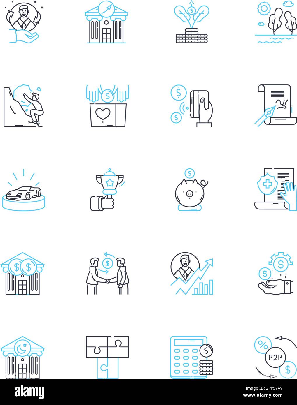 Corporate budgeting linear icons set. Forecasting, Planning, Costing ...
