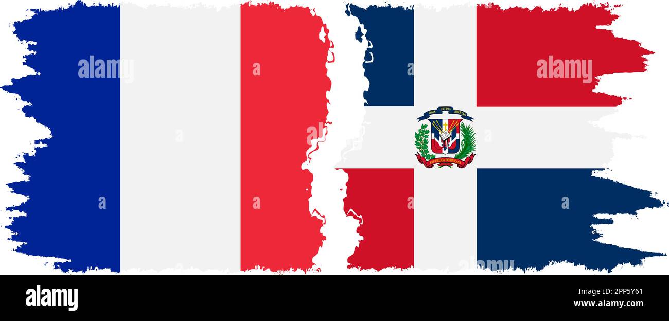 Dominican Republic and France grunge flags connection, vector Stock ...