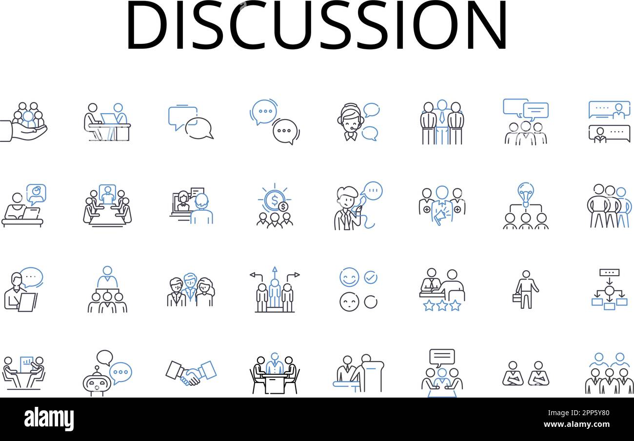 Discussion line icons collection. Debate, Dialogue, Chatting, Communication, Discourse ...