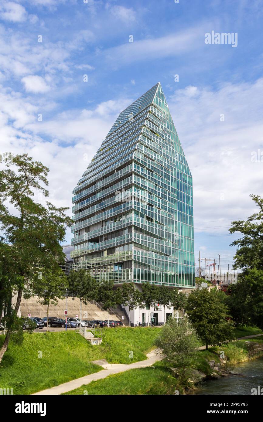 Basel, Switzerland - August 10. 2021: The St. Jakob tower designed by ...