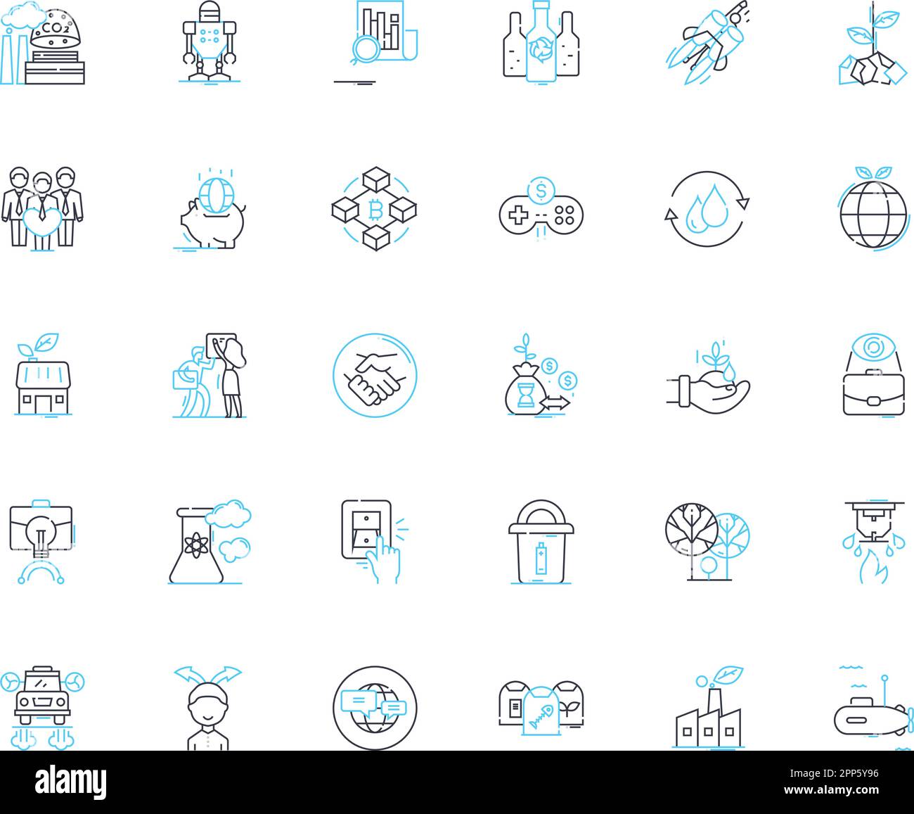 Planetary economy linear icons set. Sustainability, Resources ...