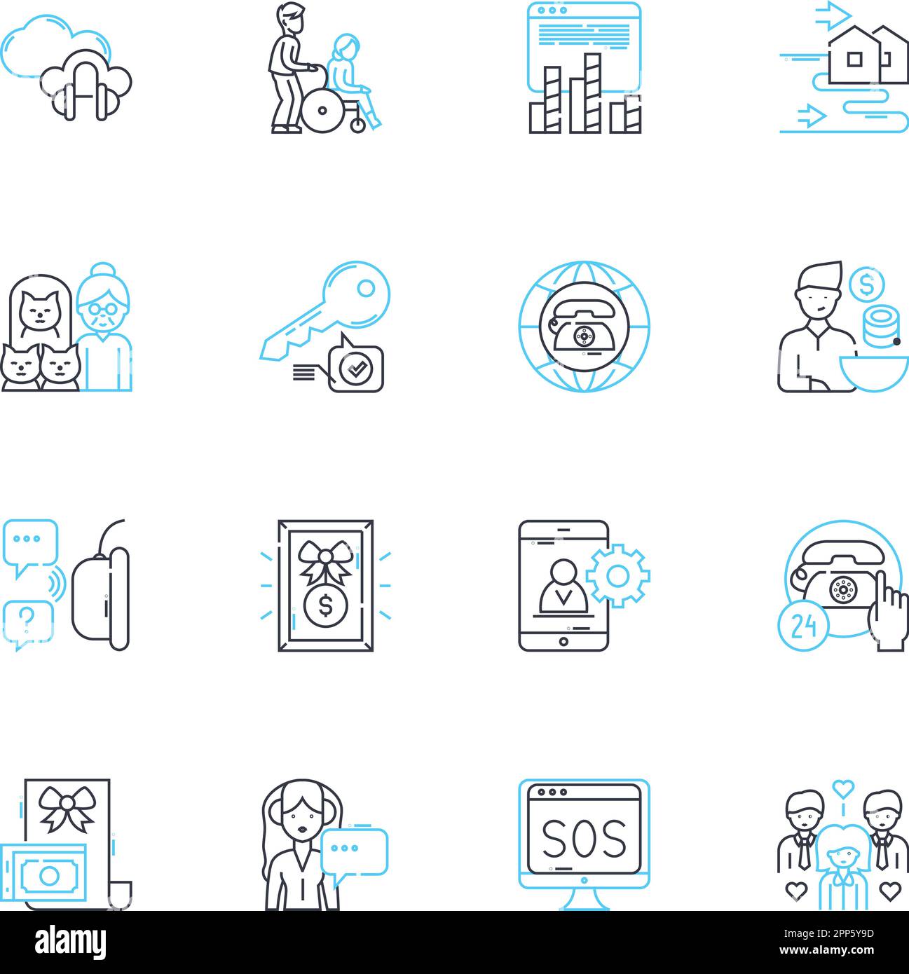 Endowment linear icons set. Investment, Donation, Fund, Legacy, Grant ...