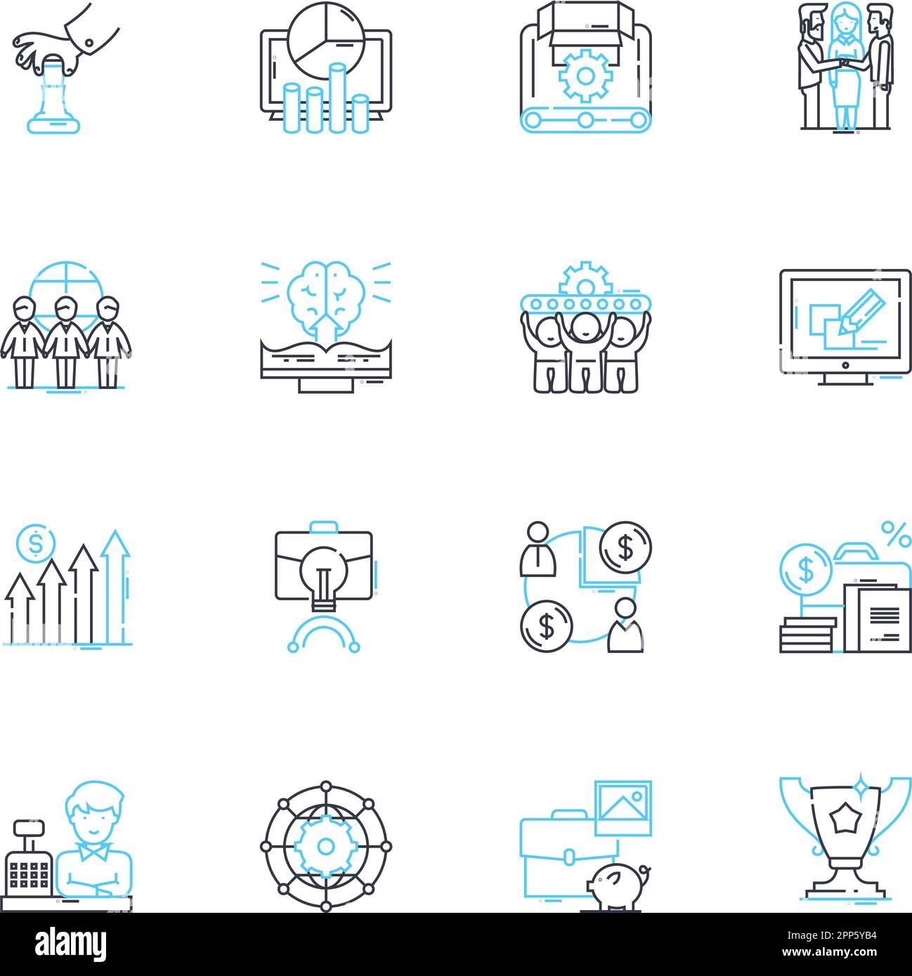 Industrial management linear icons set. Efficiency, Production ...