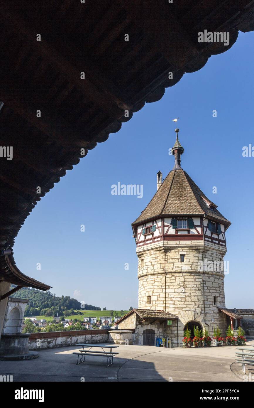 Schaffhausen, Switzerland - 14 August 2021: the roof terasse and the ...