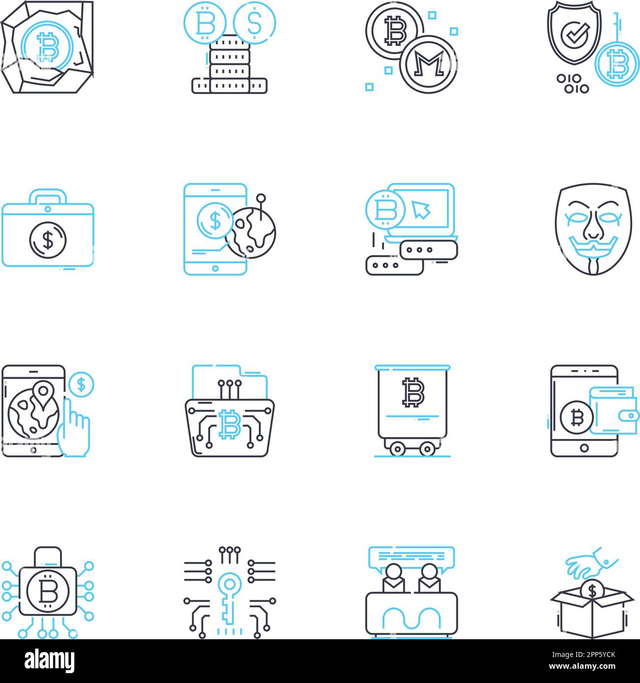 Alternative currency linear icons set. Cryptocurrency, Blockchain ... Alternative currency linear icons set. Cryptocurrency, Blockchain ...