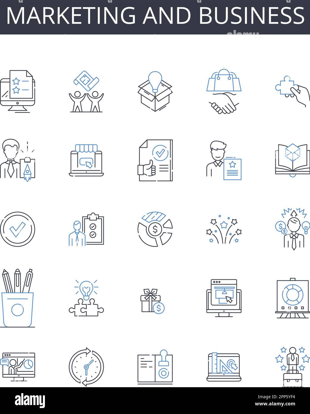Marketing and business line icons collection. Advertising, Promotion ...