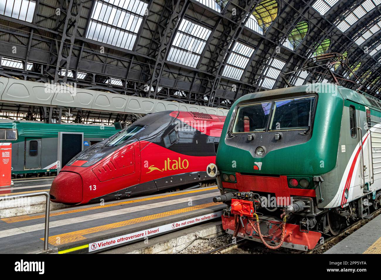 An Itlao high speed Alstom AGV train at Milano Centrale station next to ...