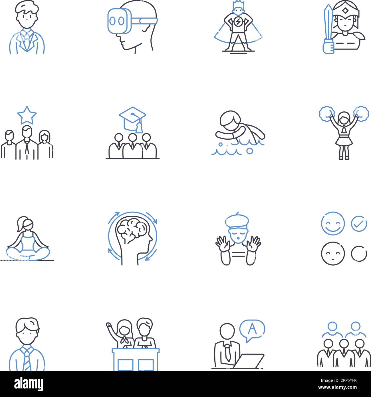 Fledgling populace line icons collection. Naive, Inexperienced, Young ...