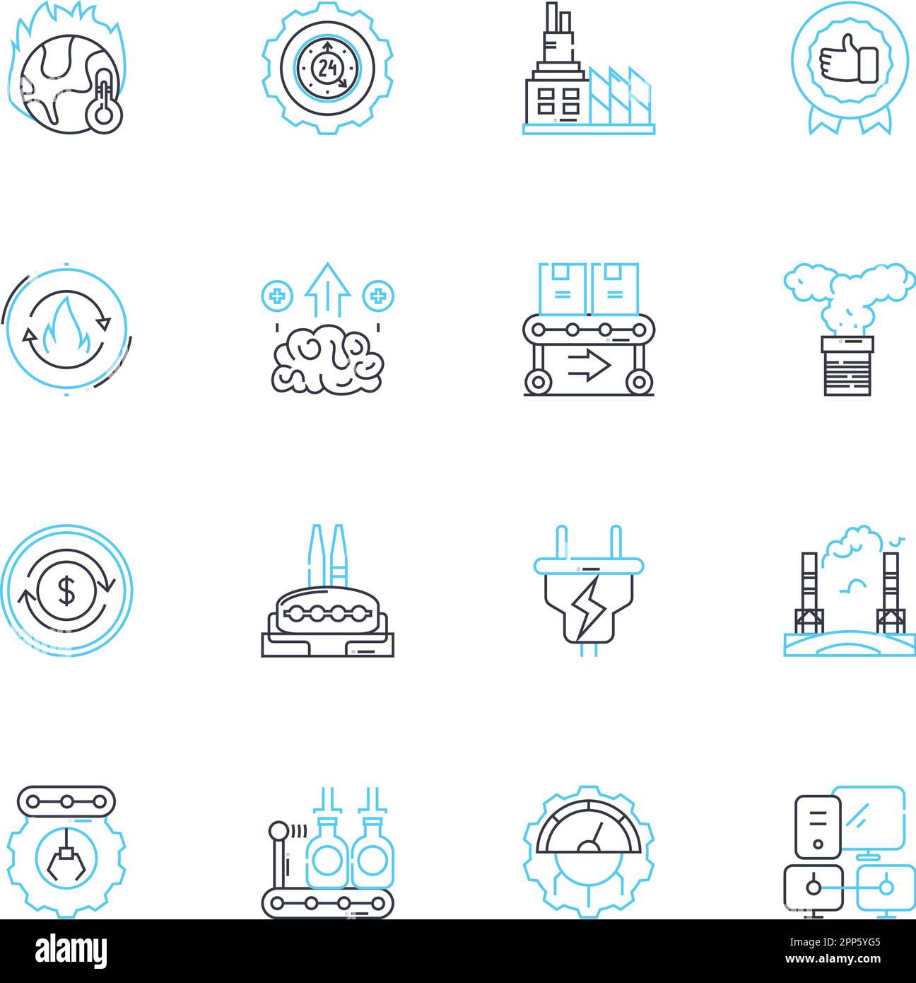 Innovative economy linear icons set. Disruption, Adaptation, Creativity ...