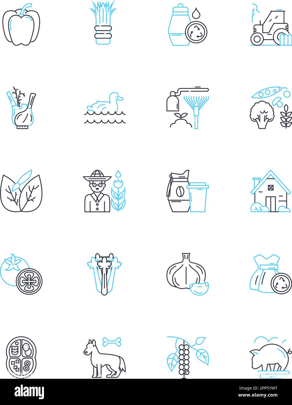Green garden linear icons set. Sustainable, Verdant, Luscious, Eco ...