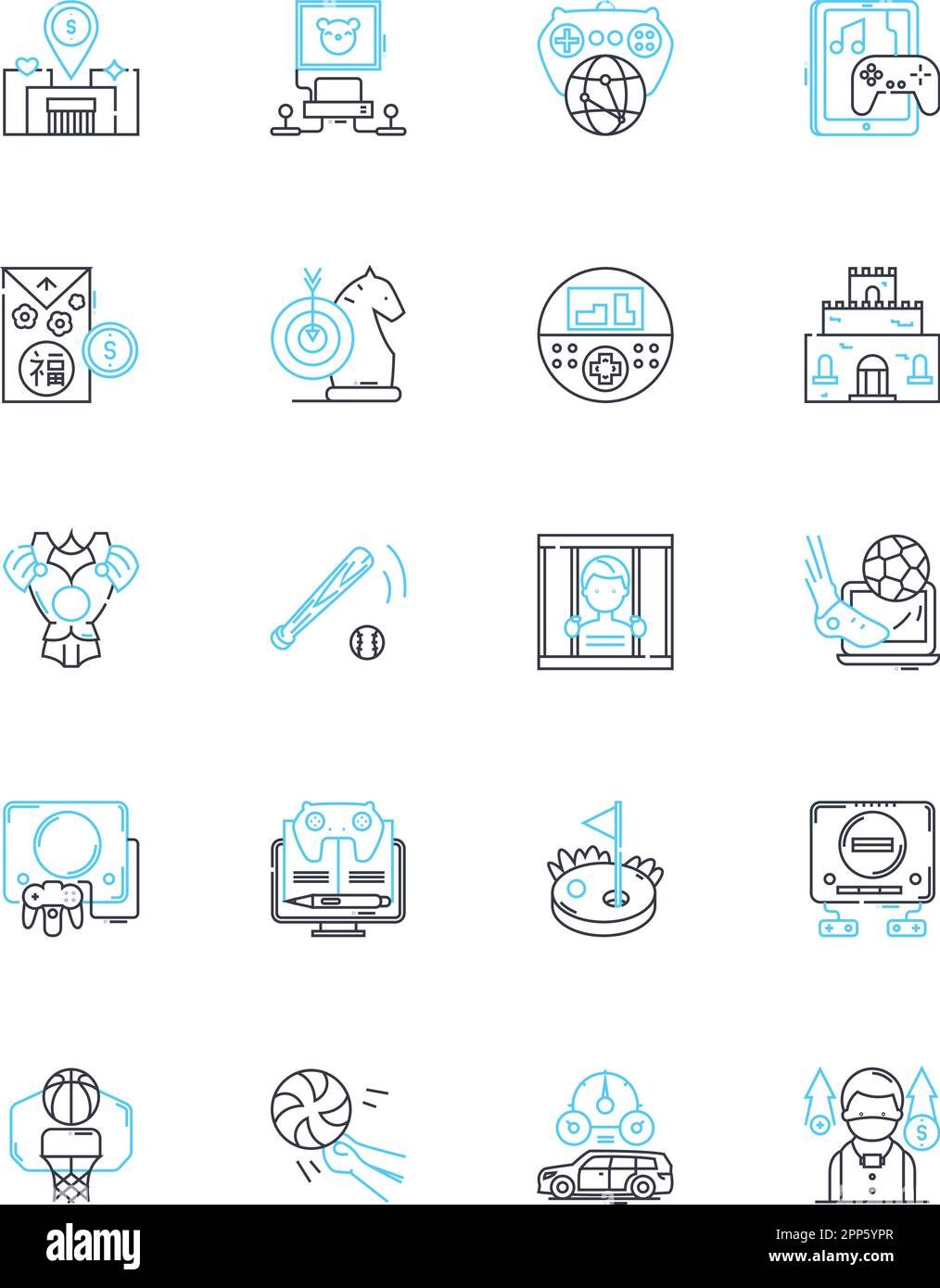 Leisure activity linear icons set. Hiking, Swimming, Yoga, Biking ...