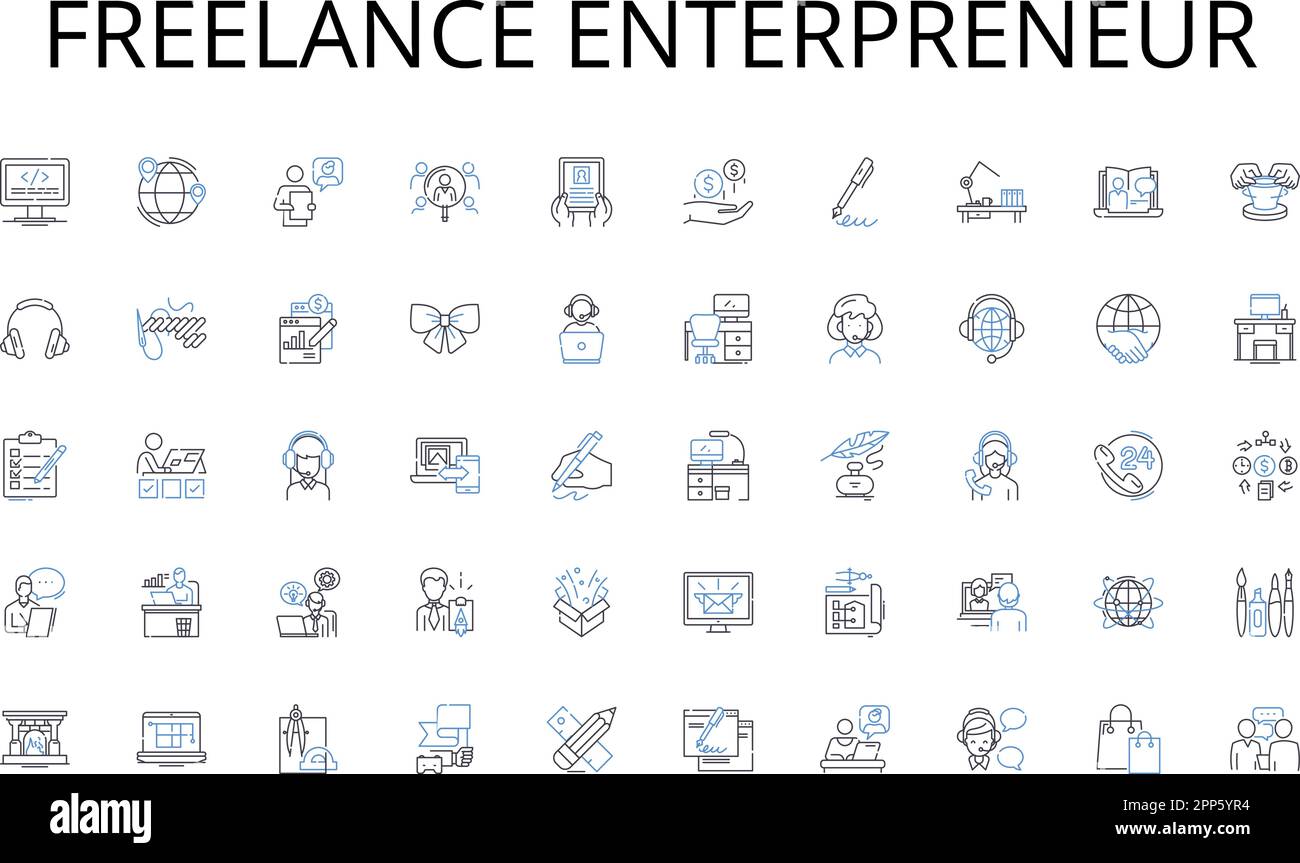 Freelance enterpreneur line icons collection. Training, Education ...