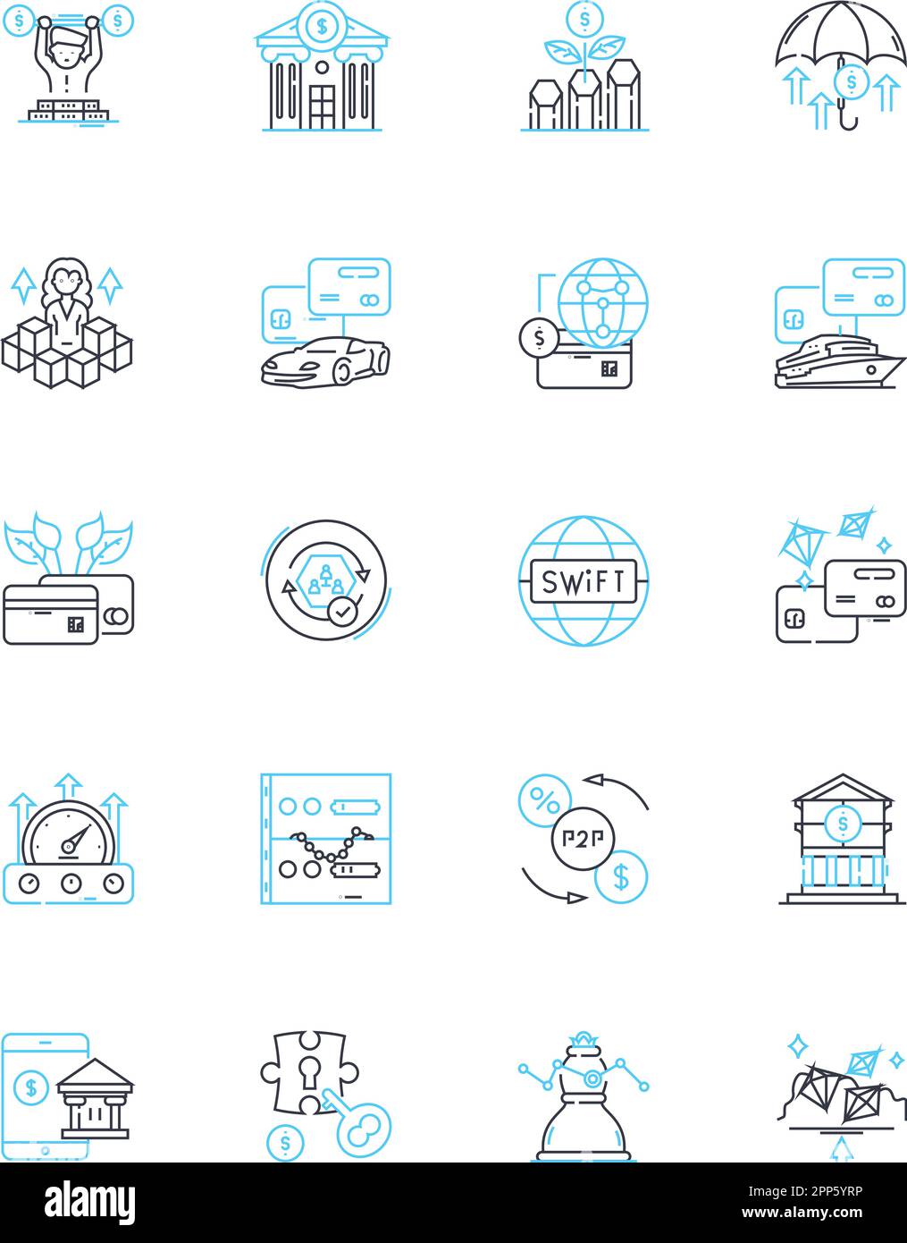 Industry returns linear icons set. Profitability, Performance ...