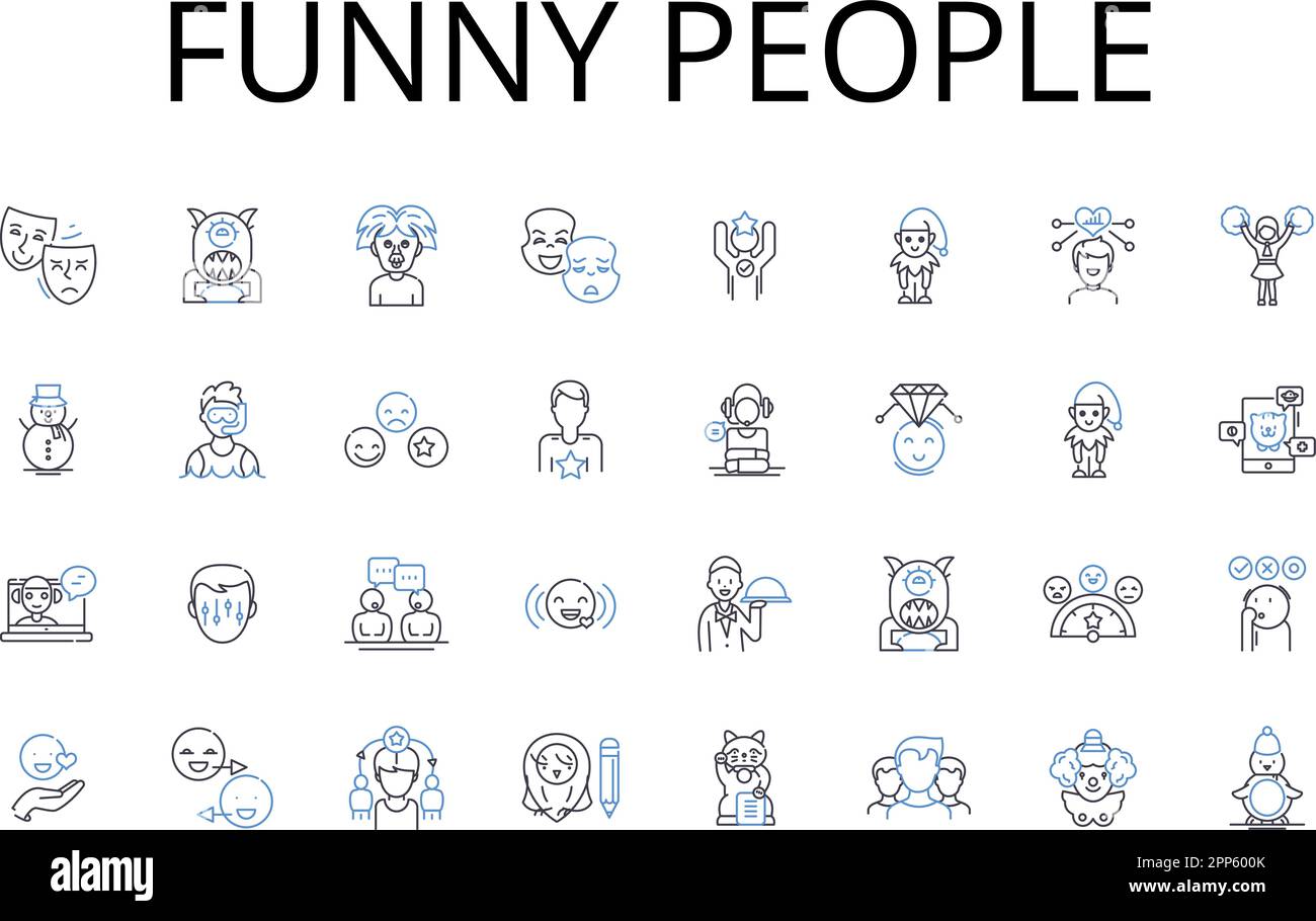 Funny people line icons collection. Comedians, Jokers, Clowns, Witty ...