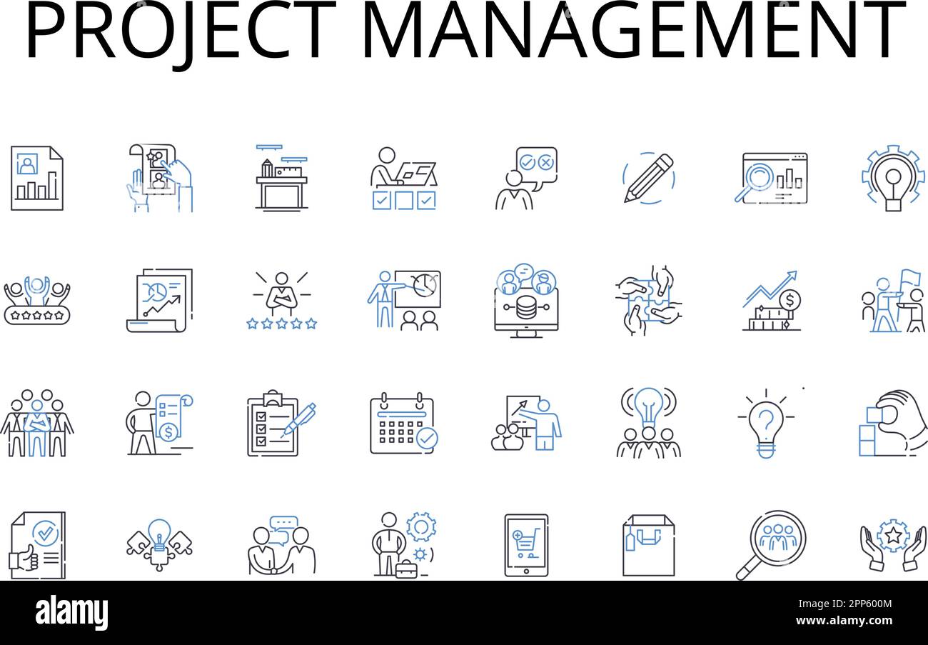 Project management line icons collection. Time management, Resource ...