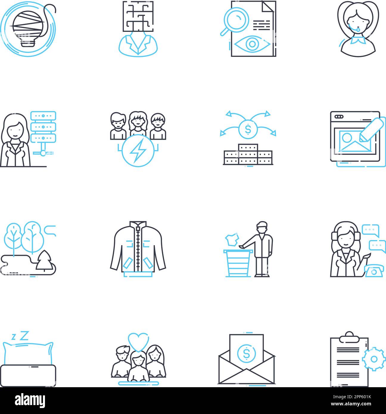 Coaching linear icons set. Mentorship, Guidance, Empowerment, Development, Transformation ...