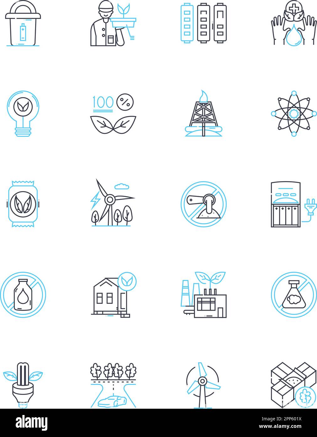 Bio fuel linear icons set. Ethanol, Biodiesel, Algae, Biomass ...