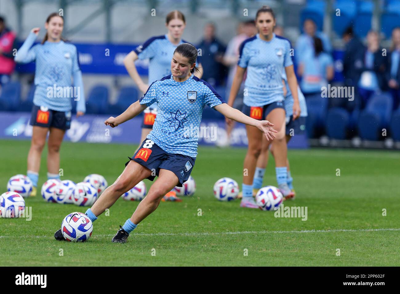 Sydney, Australia. 22nd Apr, 2023. Rachel Lowe of Sydney FC warms up ...