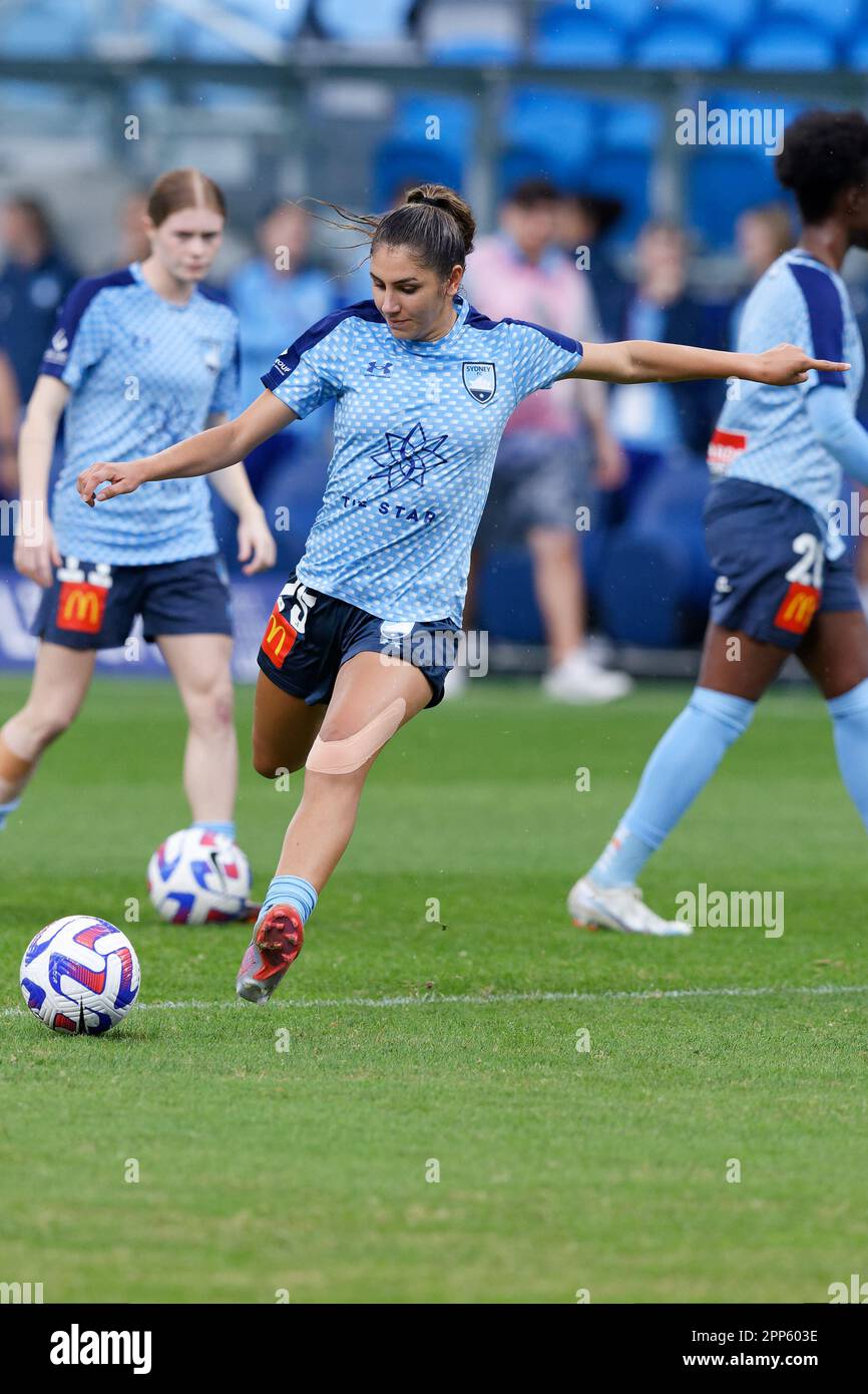 Sydney, Australia. 22nd Apr, 2023. Rola Badawiya of Sydney FC warms up before the match between ...