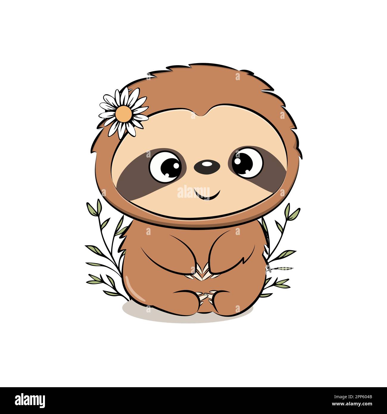 Cute sloth in cartoon style. Vector illustration Stock Vector Image ...