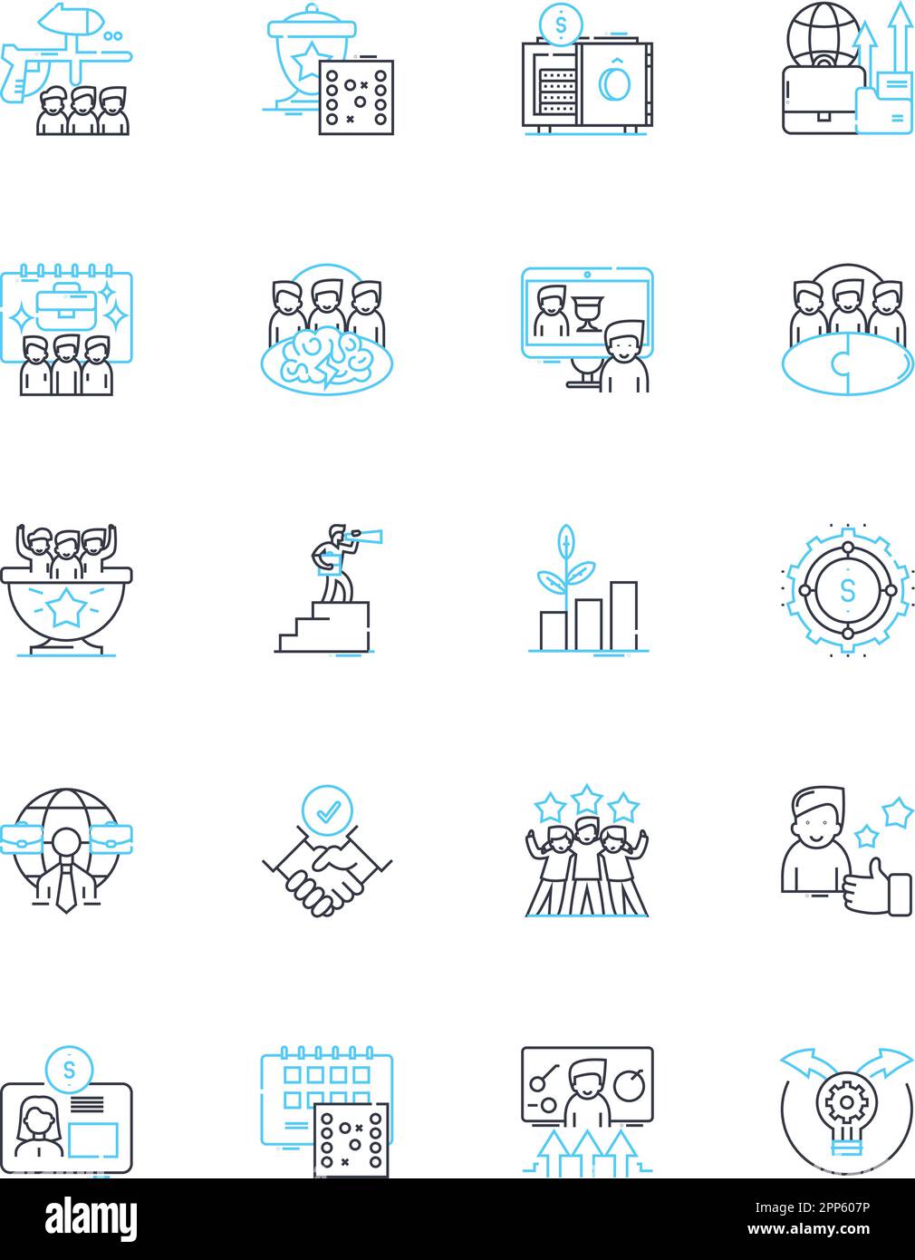 Political stability linear icons set. Consistency, Security ...