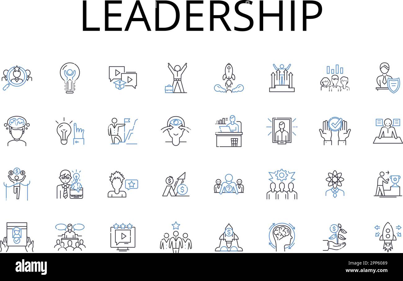 Leadership line icons collection. Management, Authority, Guidance, Command, Direction, Supremacy ...