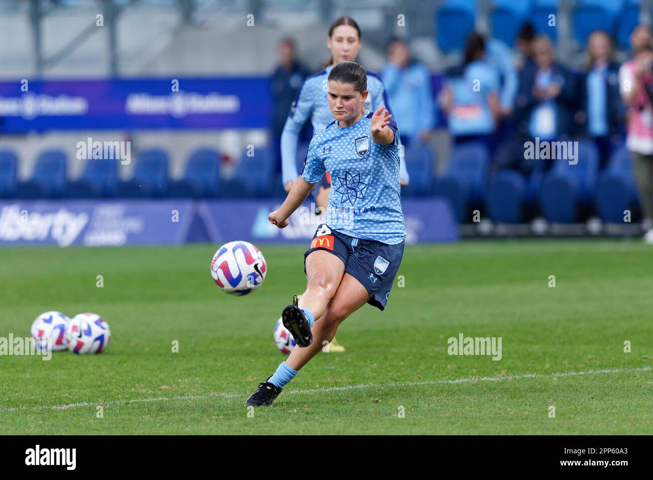 Sydney, Australia. 22nd Apr, 2023. Rachel Lowe of Sydney FC warms up ...