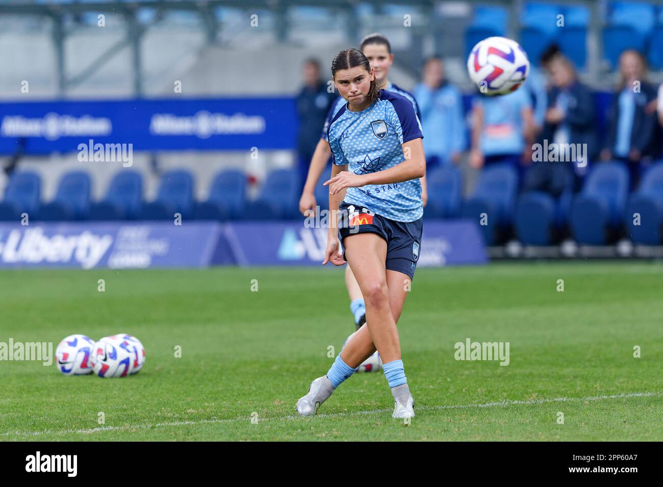 Sydney, Australia. 22nd Apr, 2023. Charlize Rule of Sydney FC warms up ...