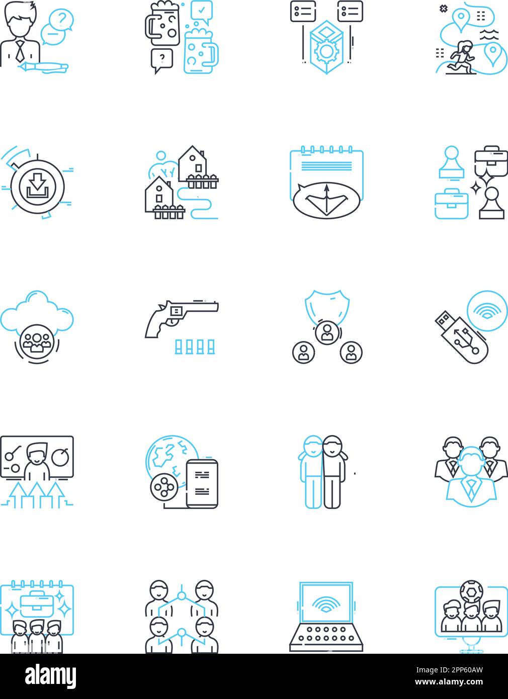 Collaborative community linear icons set. Unity, Cooperation ...
