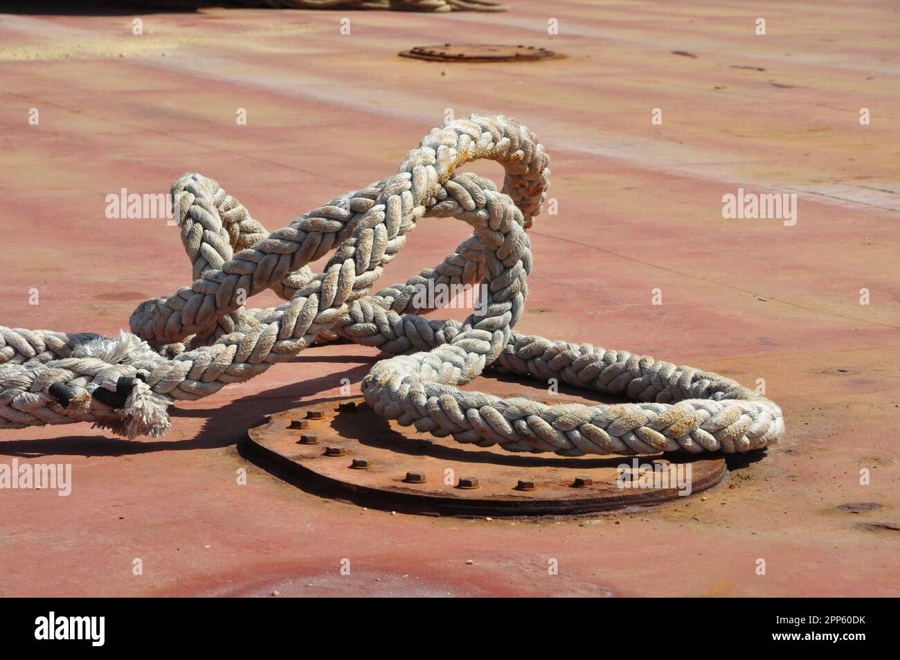 Mooring hawsers on a maritime works barge Stock Photo - Alamy
