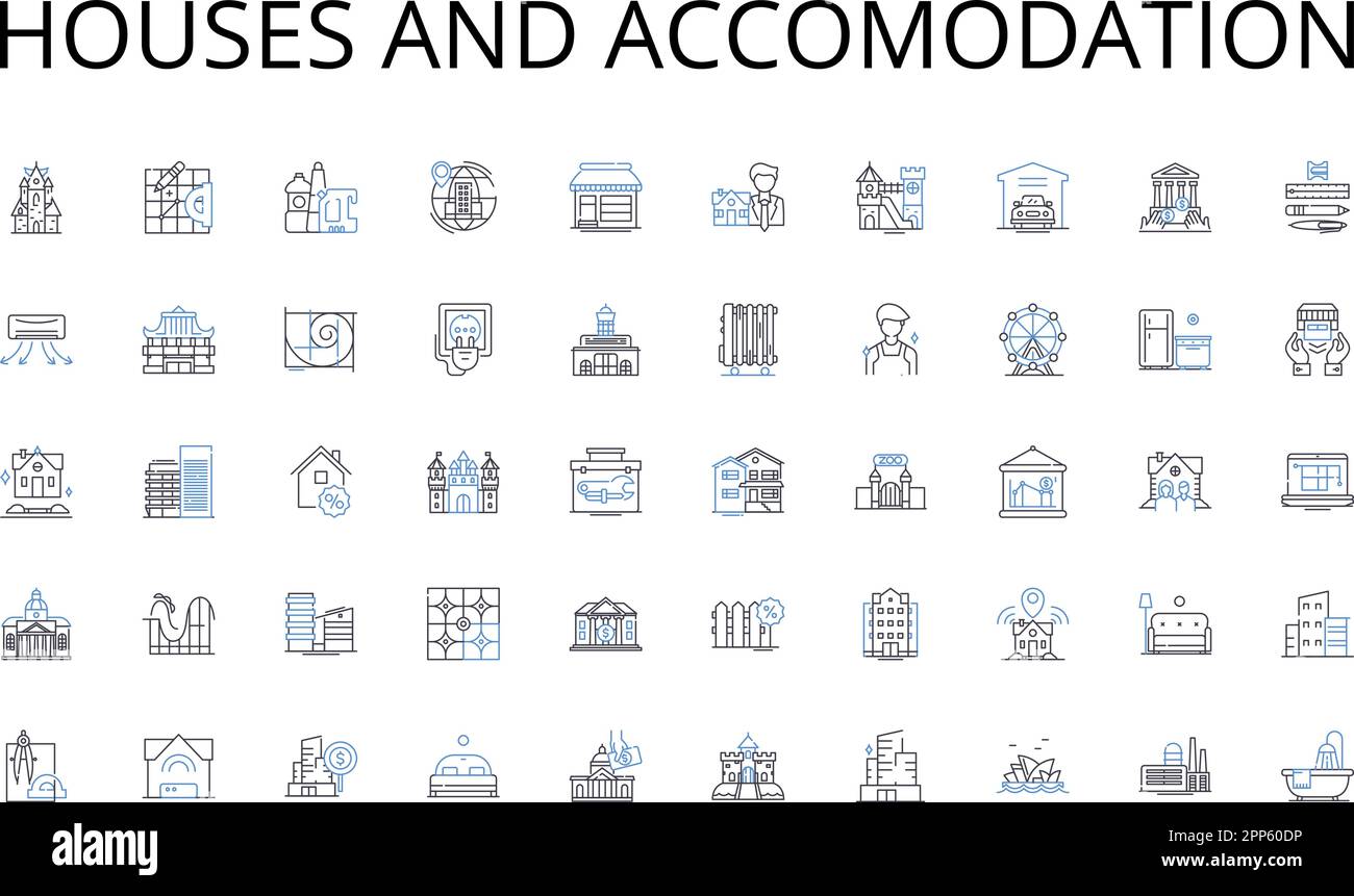 Houses And Accomodation Line Icons Collection Retention Satisfaction