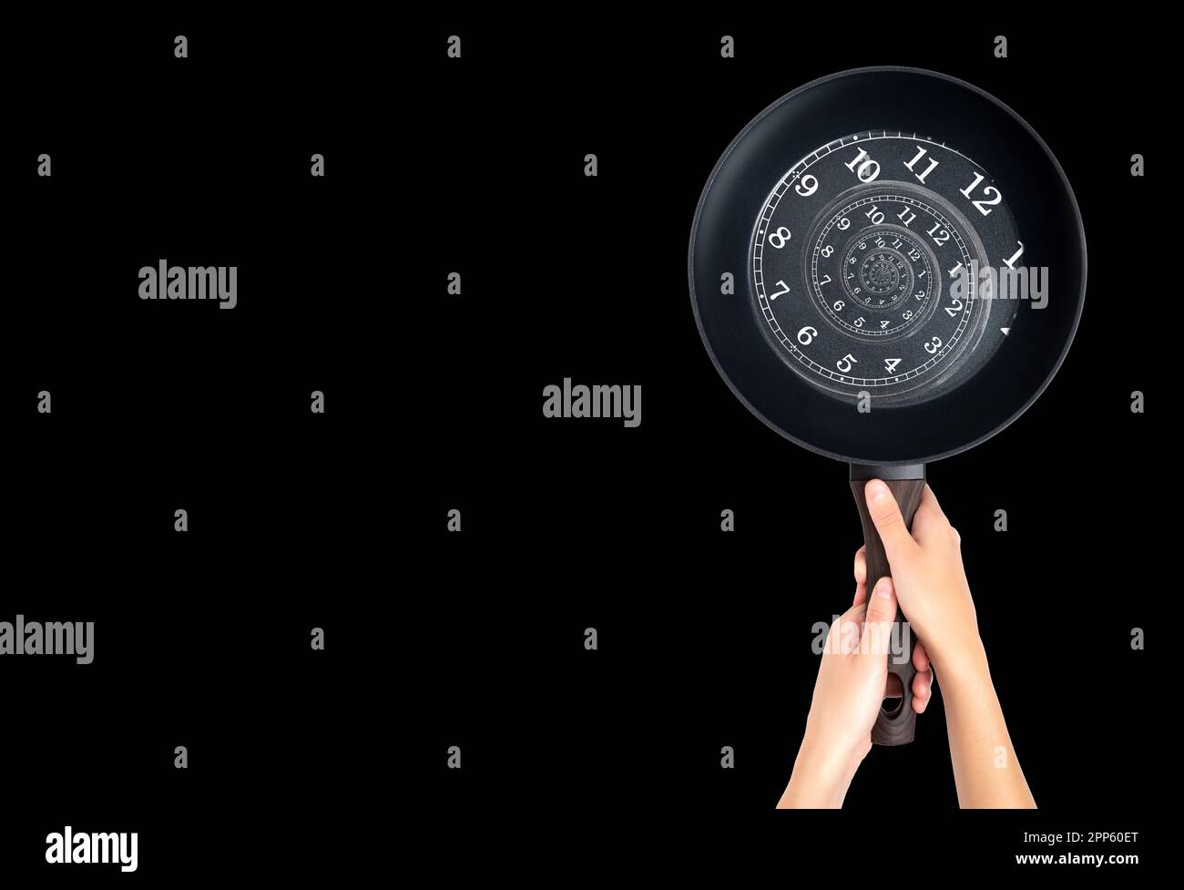 Essence of daily home routines: swirling watch face on the cooking ...