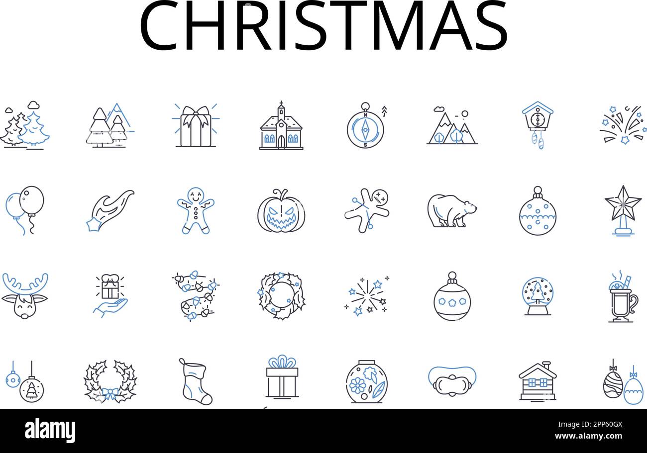 Christmas line icons collection. Yuletide, Noel, Holiday season ...