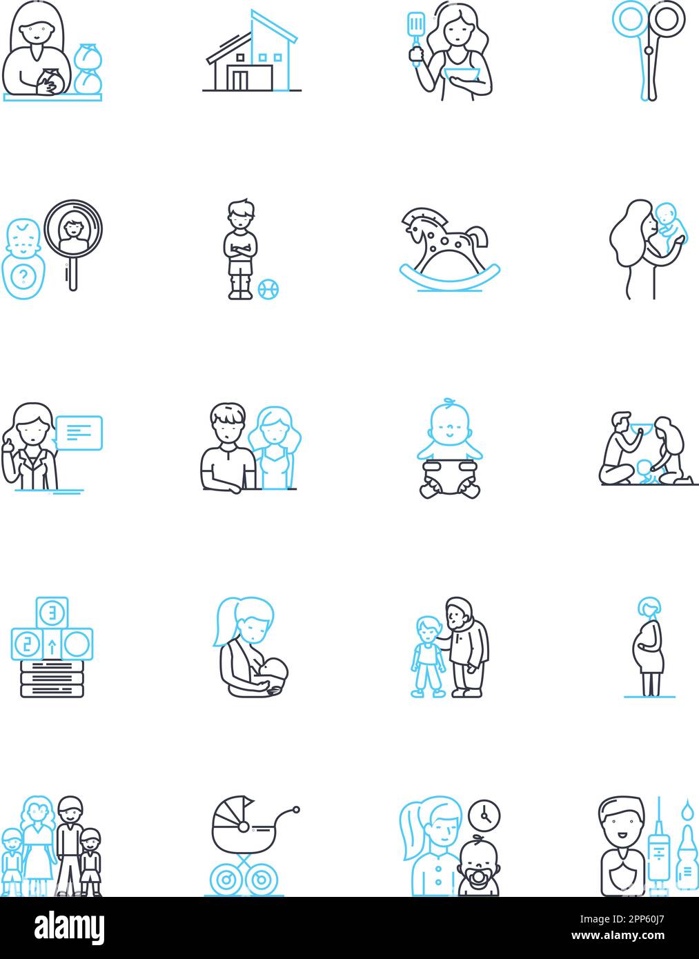 Expecting linear icons set. Pregnancy, Anticipation, Waiting, Blessing ...