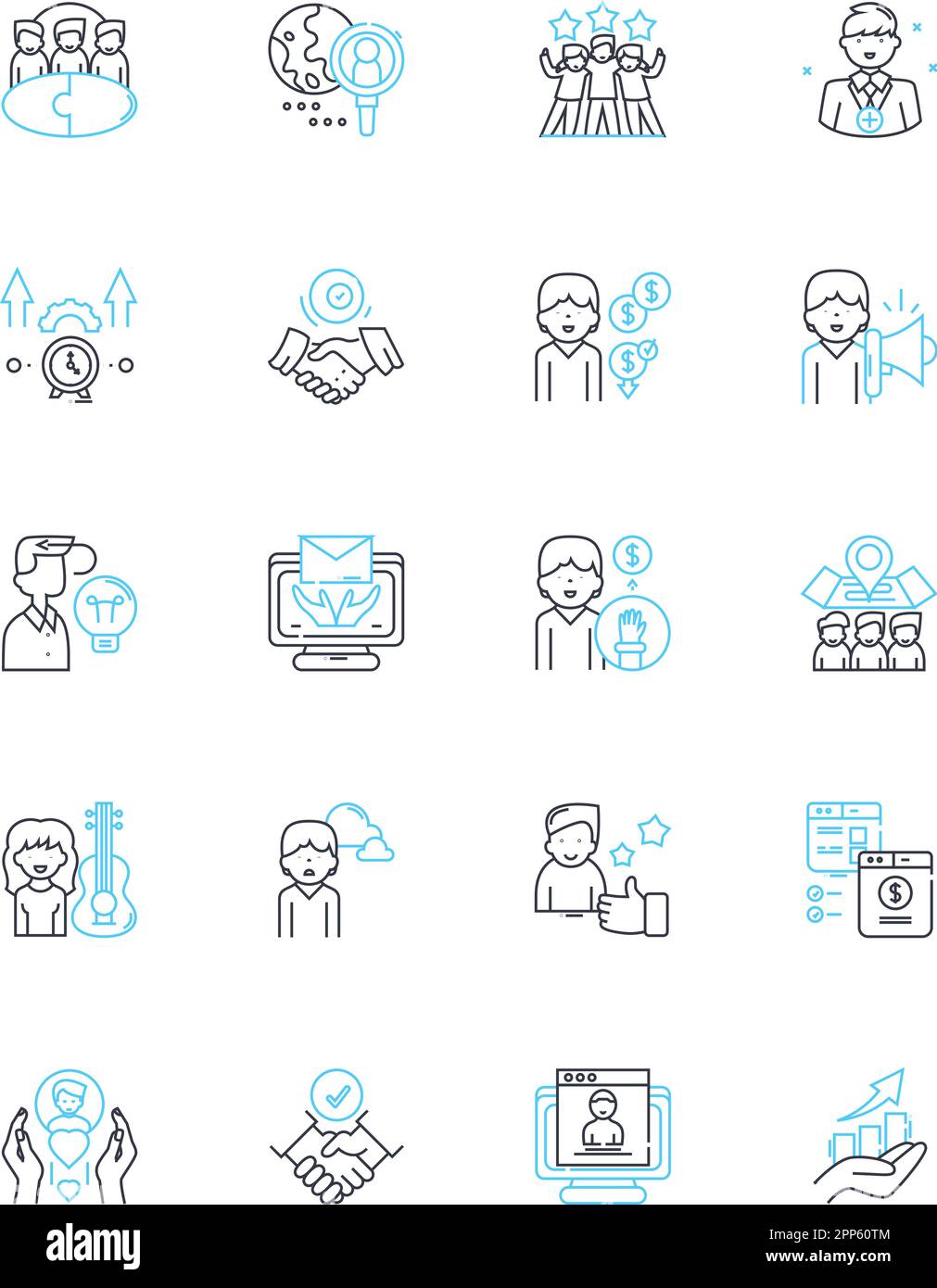 White-collar work linear icons set. Professionalism, Efficiency ...