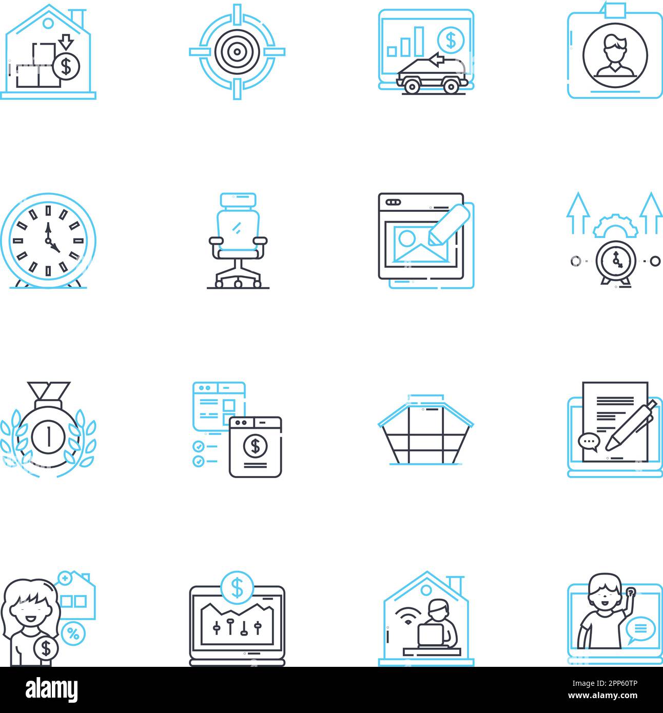 Bureau linear icons set. Organization, File, Desk, Office, Archive ...