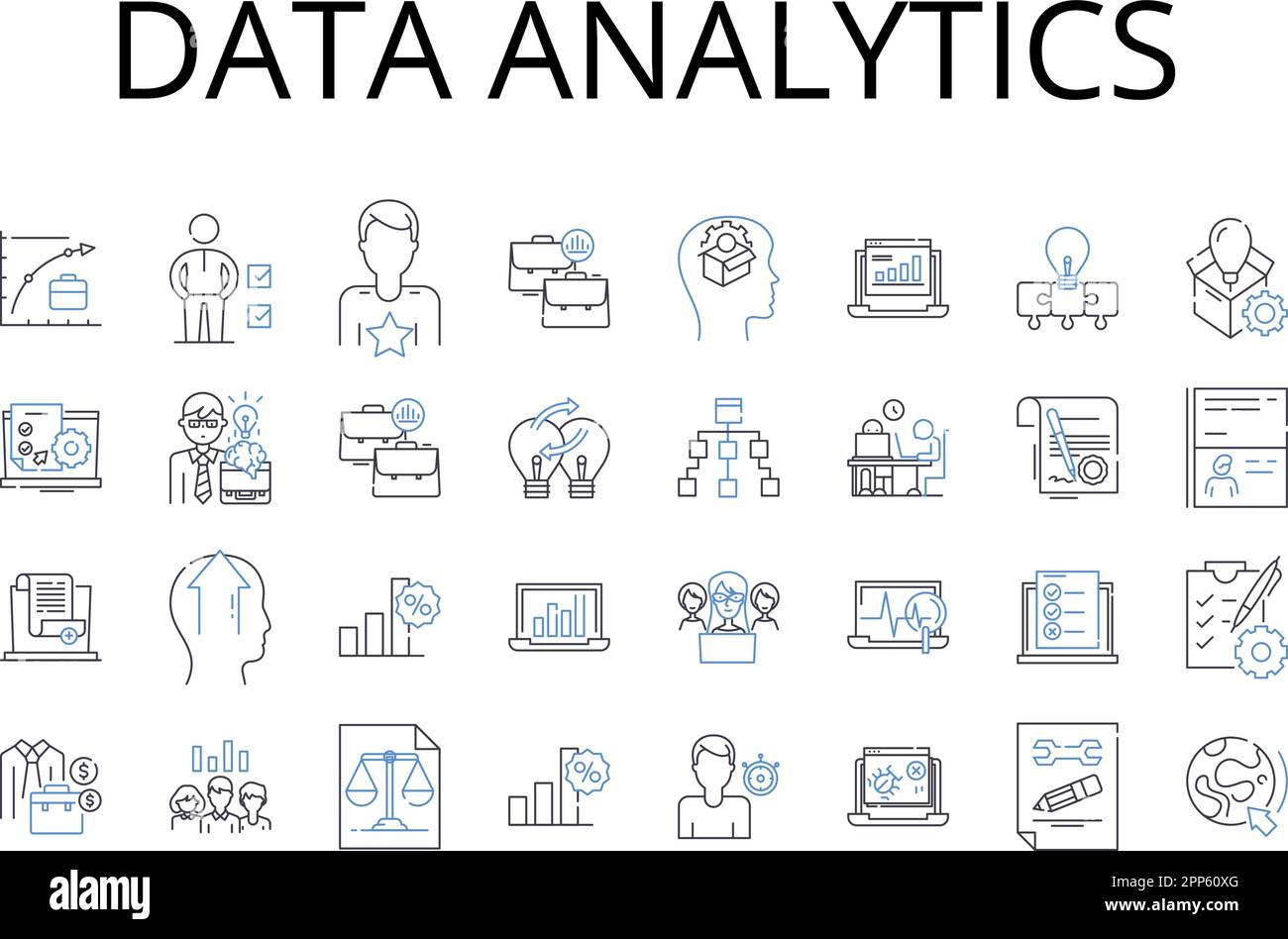 Data Analytics Line Icons Collection Business Intelligence