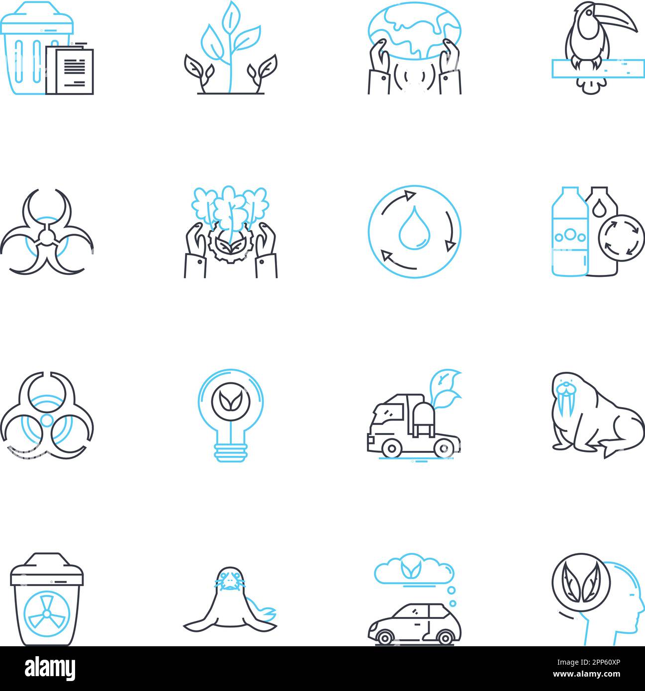 Sustainable Resources Linear Icons Set Ecology Conservation