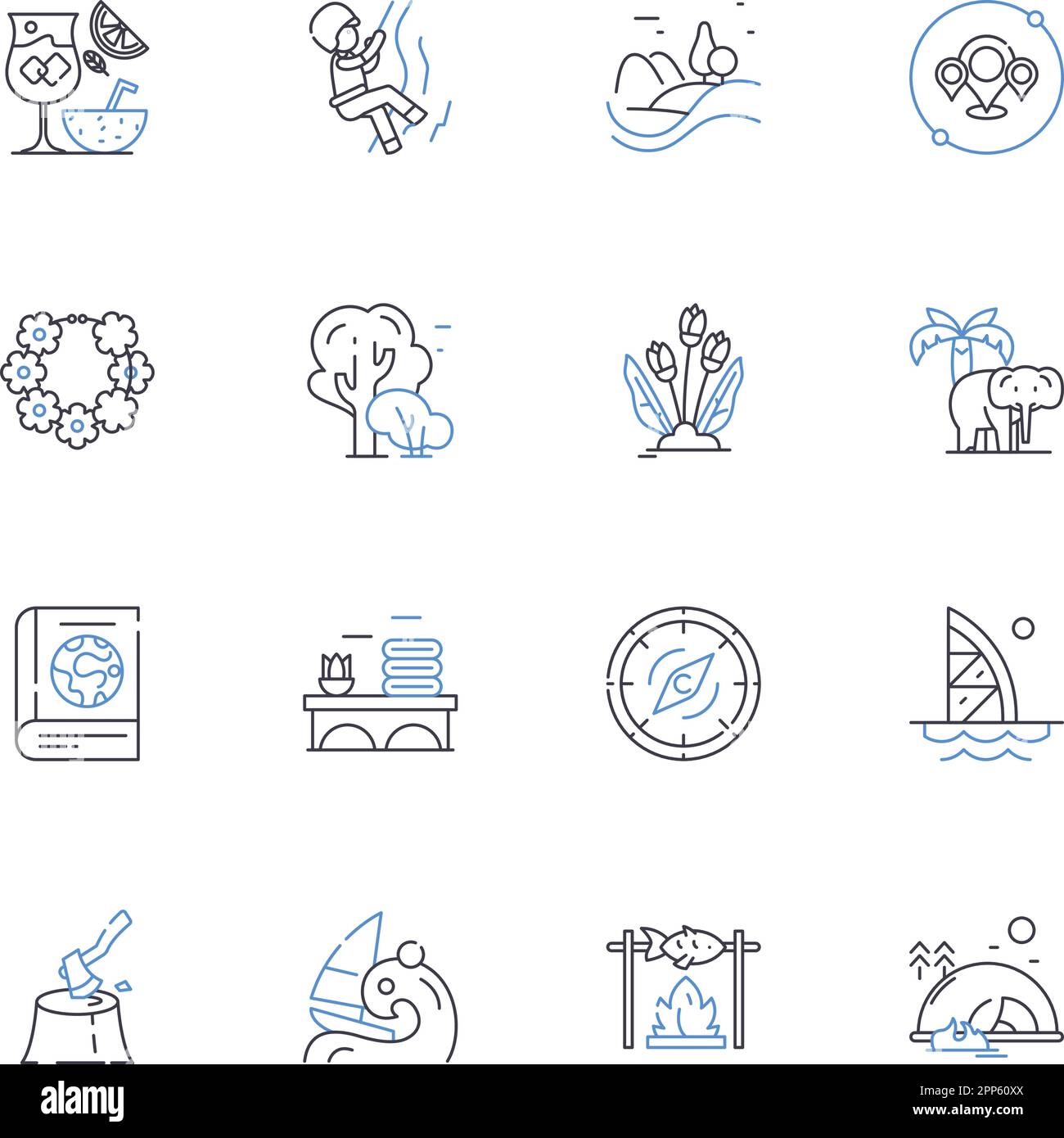 Peaceful lakeside retreat line icons collection. Serene, Calm, Tranquil ...