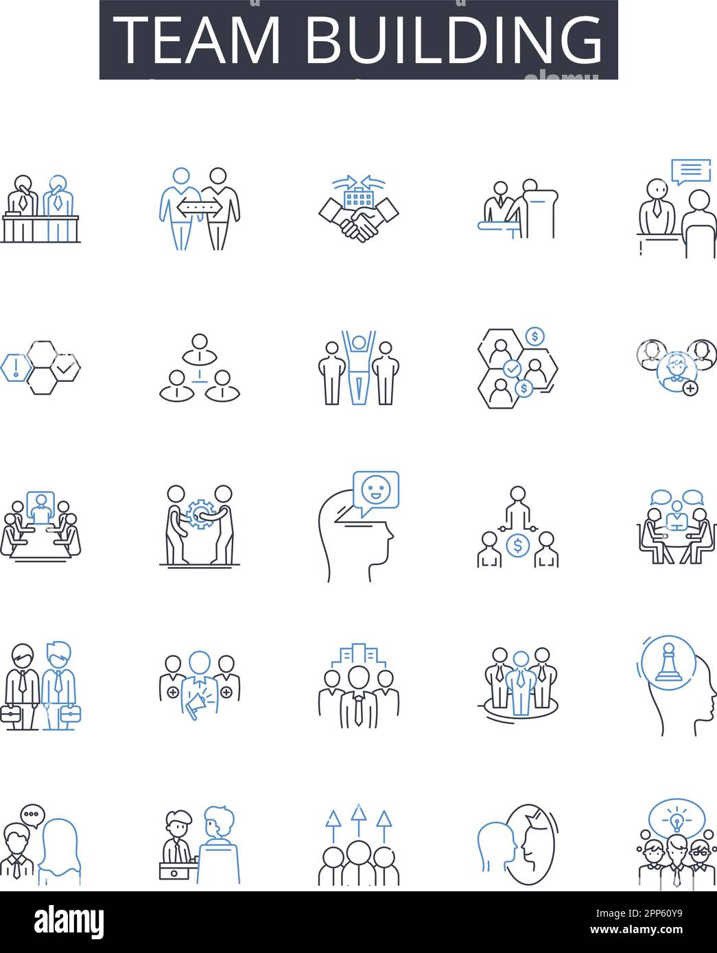 Team building line icons collection. Bonding exercises, Group ... Team building line icons collection. Bonding exercises, Group ...
