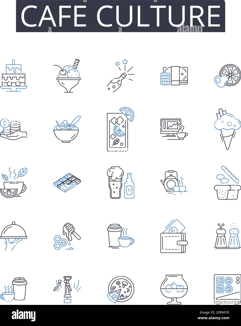 Cafe culture line icons collection. Clarity, Consistency ...