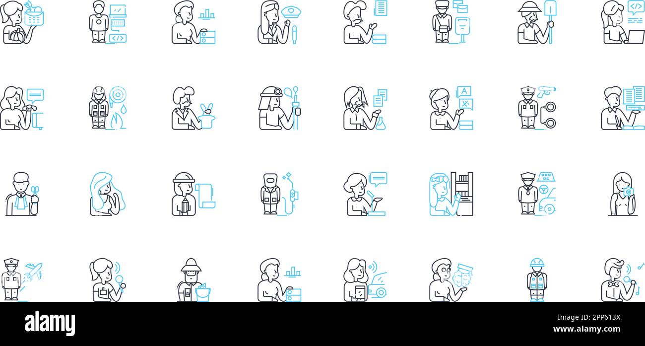Executive linear icons set. Leadership, Management, Strategy, Decision ...