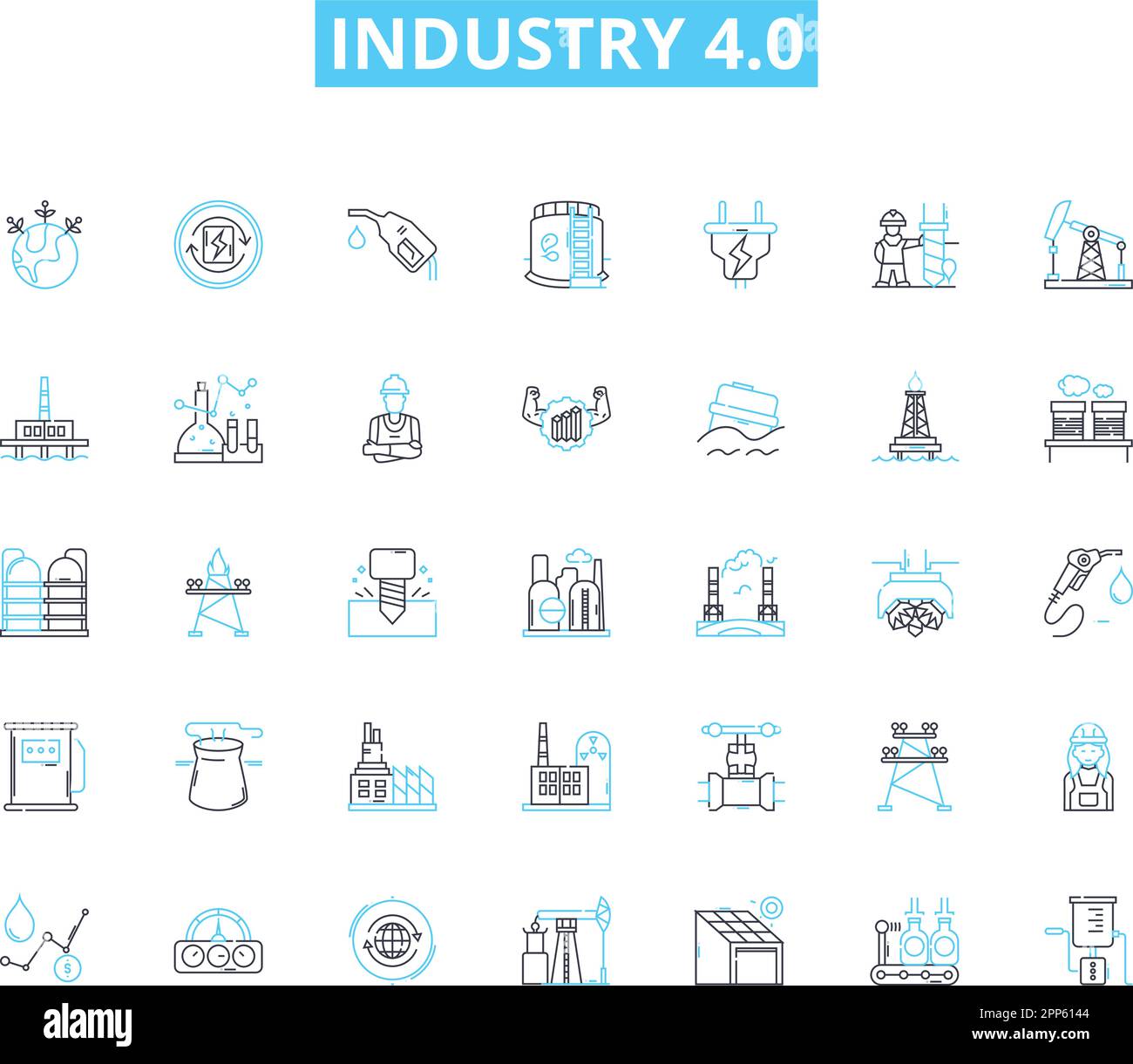 Industry 4.0 linear icons set. Automation, Robotics, Interconnectivity ... Industry 4.0 linear icons set. Automation, Robotics, Interconnectivity ...
