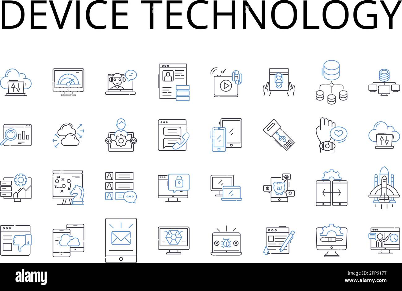 Device Technology Line Icons Collection Communication Nerk Information Technology