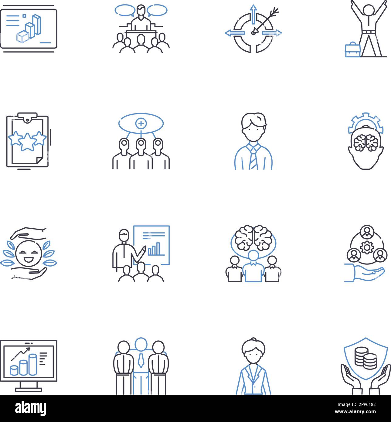 Team supervisor line icons collection. Leadership, Management ...